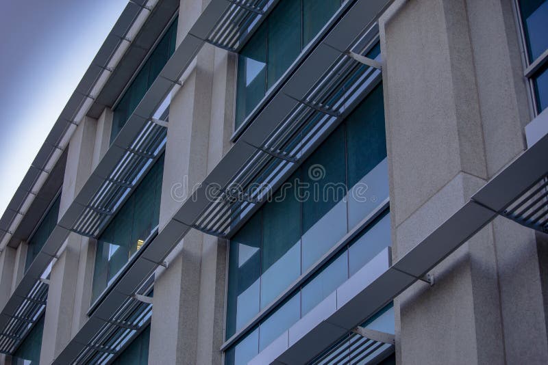 Angular Composition of Windows at Twilight Stock Photo - Image of ...