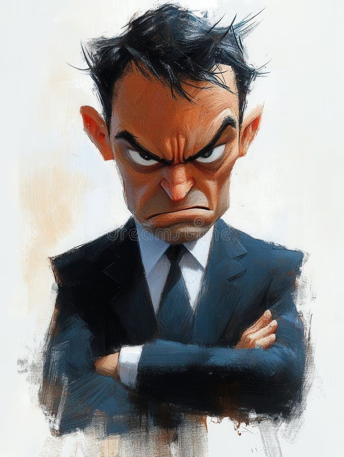 Angular-faced Man in Suit with Sharp Features, Oil Texture and Modern ...