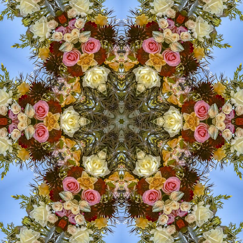 Angular Floral Design with Red Orange and White Flowers at a Wedding ...