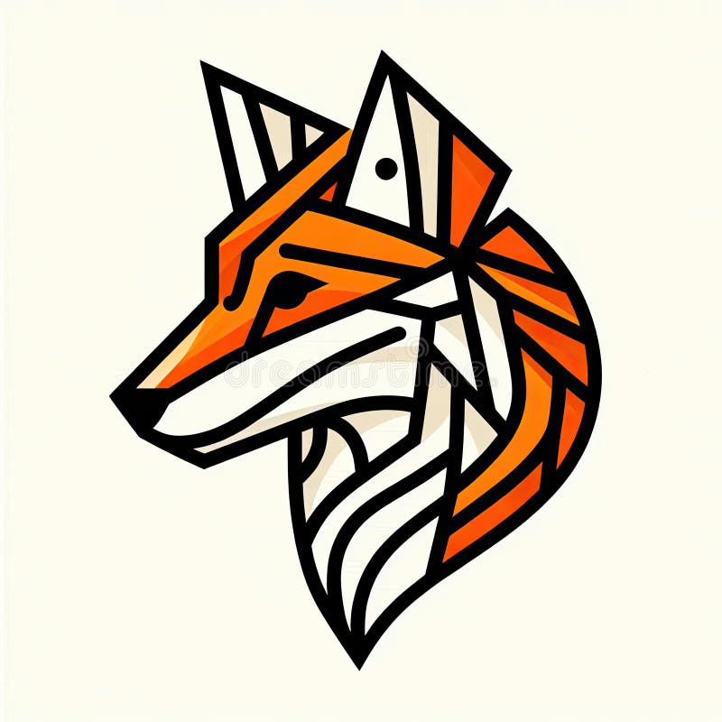 Angular Fox Head Logo with Vivid Colors Stock Illustration ...