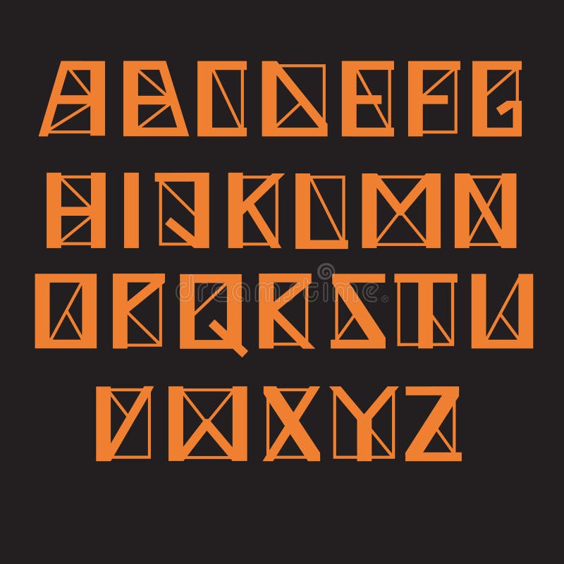 Angular Geometric Alphabet, Vector Set. Letters with Thick and Thin ... Angular Geometric Alphabet, Vector Set. Letters with Thick and Thin ...