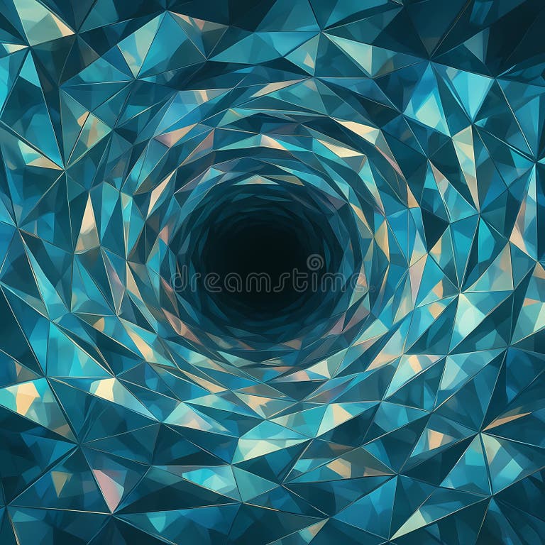 Low - Poly Style Blue - Gold Gradient Geometric Tunnel Pattern ...