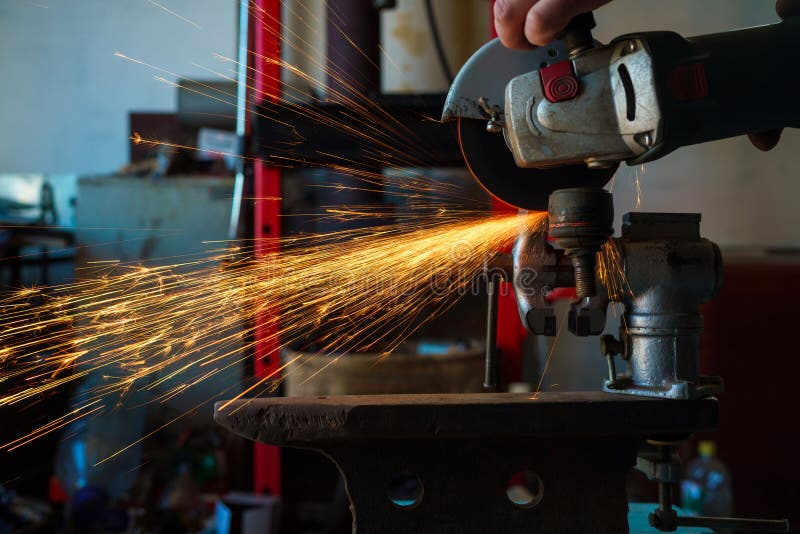 Angular Grinding Machine is Cutting the Metal Stock Image - Image of ...