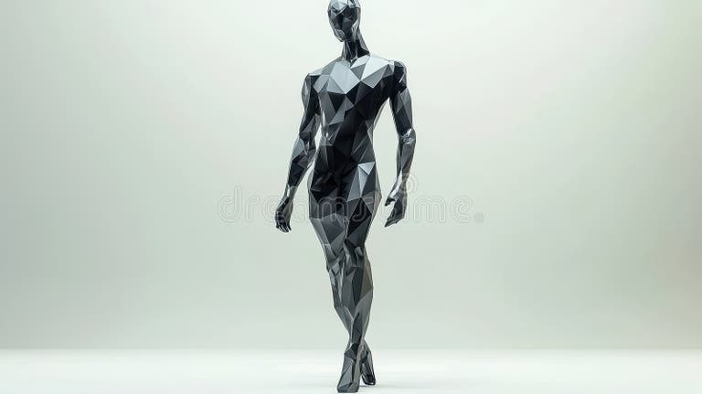 Angular Humanoid Robot in Dynamic Standing Pose Stock Image - Image of ...