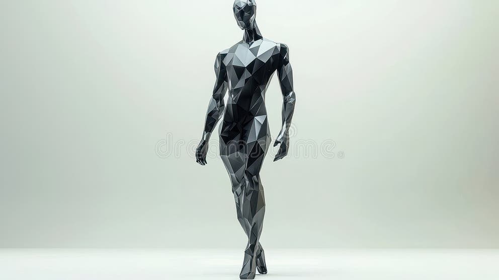Angular Humanoid Robot in Dynamic Standing Pose Stock Image - Image of ...