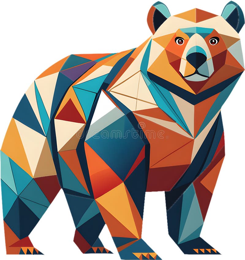 Geometric Shapes Form Cubist Bear Clipart. Stock Illustration ...