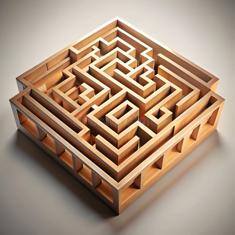 Angular Maze Pattern Isolated on Studio Background Stock Illustration ...
