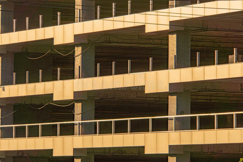 Angular Multi-level Concrete Parking Garage, Viewed from an Angle ...