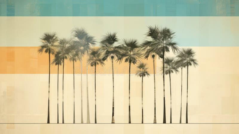 Angular palm tree line art stock illustration. Illustration of angular ...