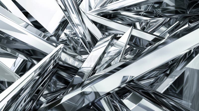 Angular Shards of Reflective Metallic Material Represent a Maze of ...