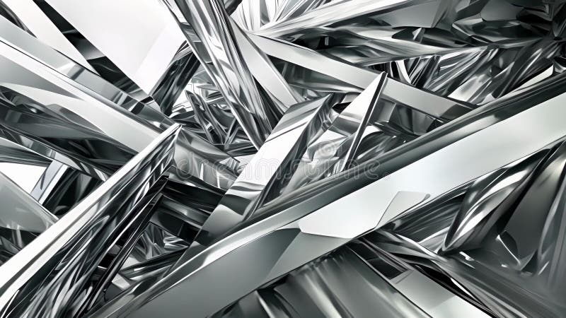 Angular Shards of Reflective Metallic Material Represent a Maze of ...