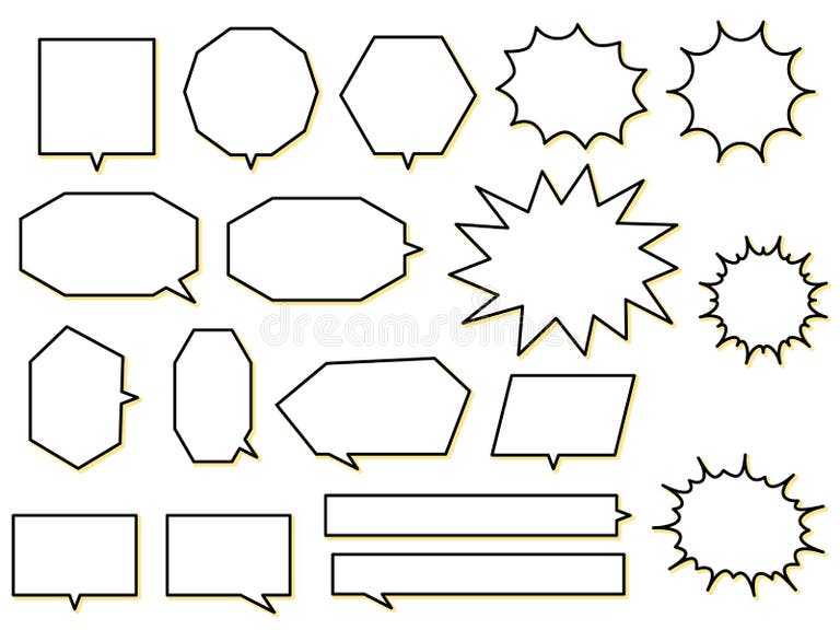 Angular Speech Bubble Set with Yellow Shadow Stock Vector ...