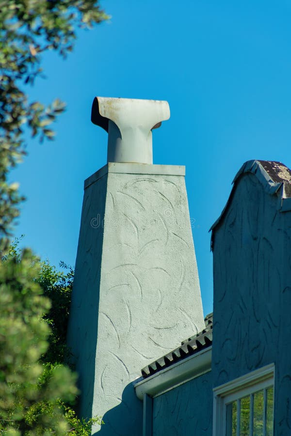 Angular Square Chimney with Metal Vent Ontop with Back or Front Yard ...