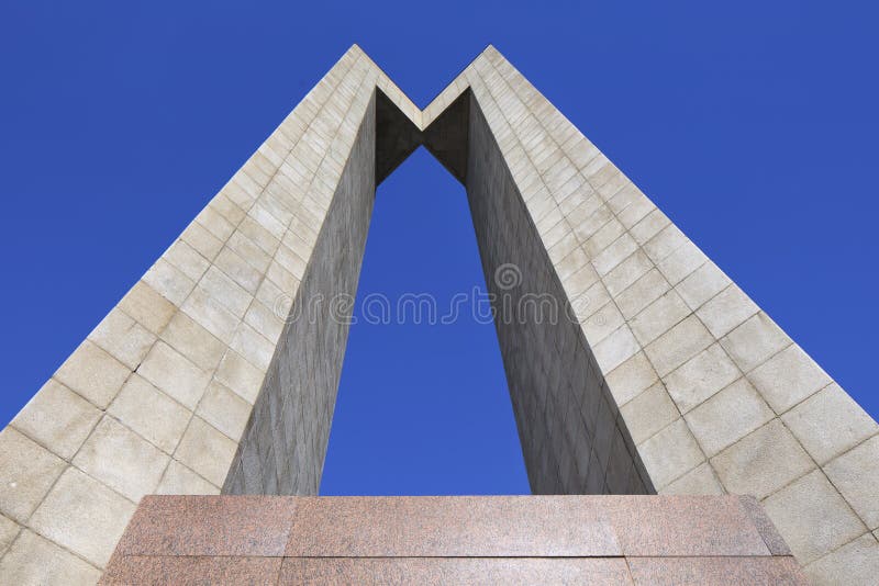 Angular, Symmetric Shaped Tall Monument. Stock Image - Image of erected ...