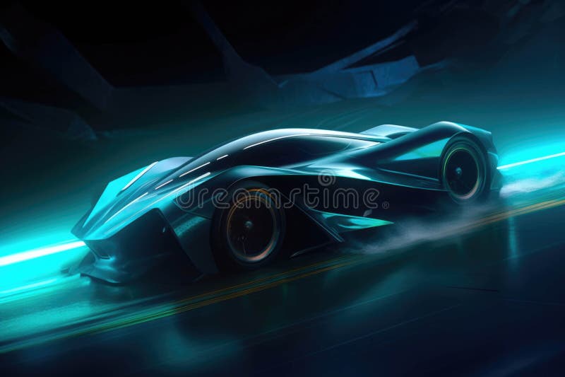 An Angular Teal Endurance Racing Car Dodging Obstacles in the Arena ...