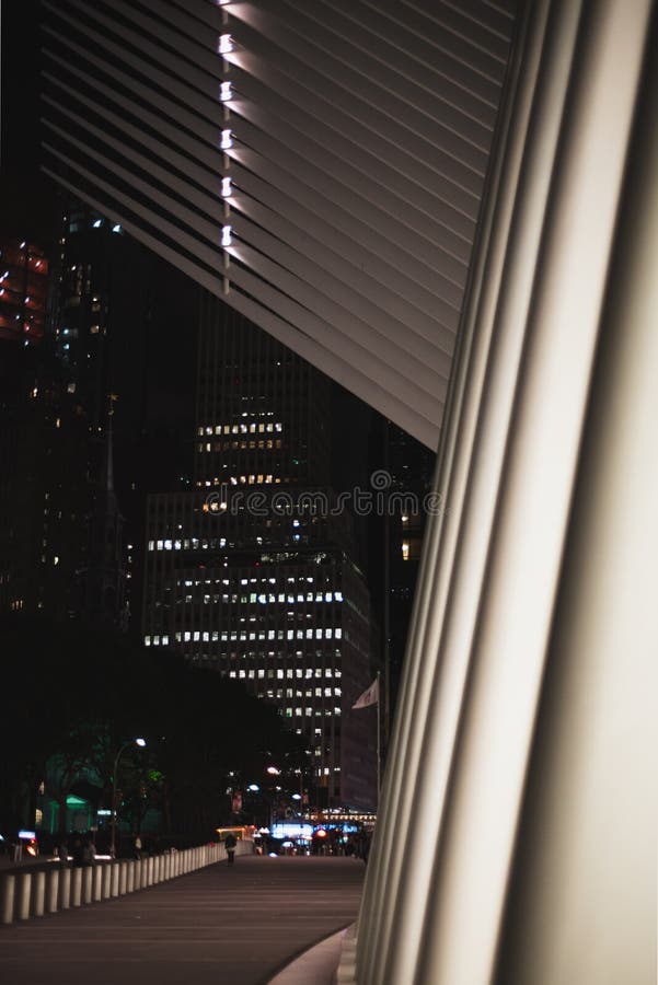 Angular Vertical Shot of a Lighted High Building of New York City at ...
