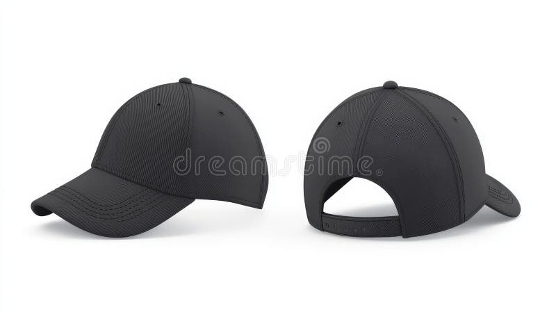 Angular View of a Black Baseball Cap from Front and Back. Mockup ...