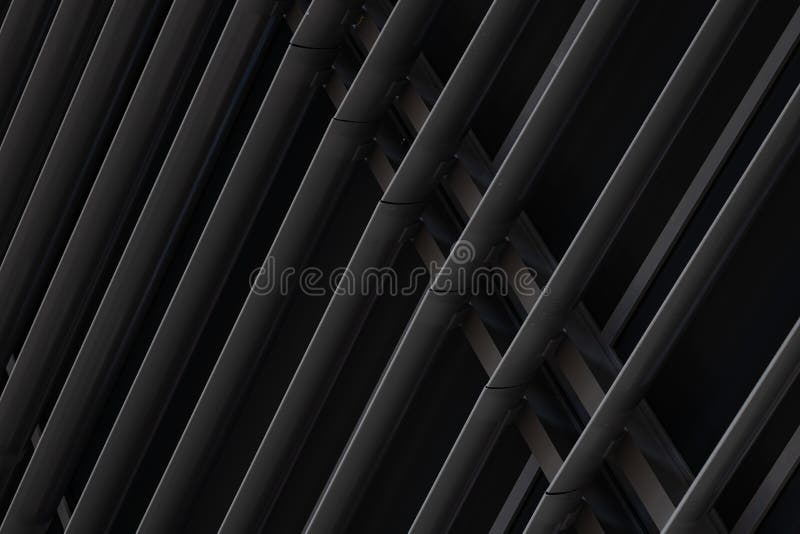 Angular View Close-up of Black Metal Beams Structure in Part of ...