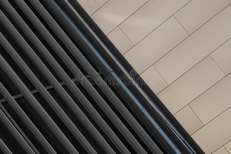 Angular View Close-up of Dark Metal Beams Structure in Part of Building ...