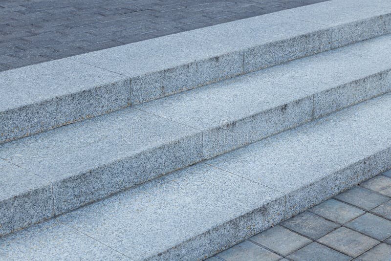 Angular View of Grey Granite Steps on City Street Stock Image - Image ...
