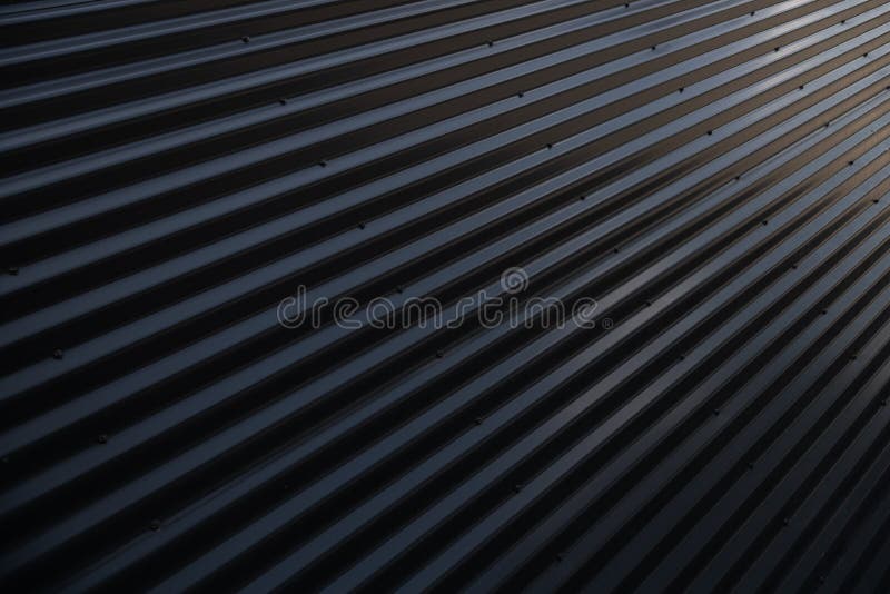 Angular View of Metal Shiny Black Corrugated Surface Stock Photo ...