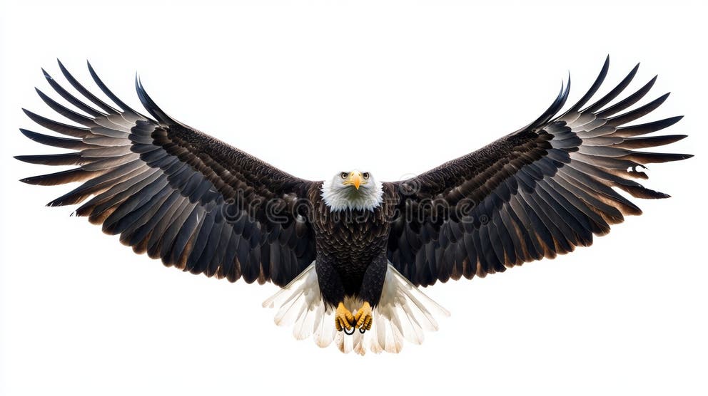 Angular White Background for American Bald Eagle, Adult Flying Eagle ...