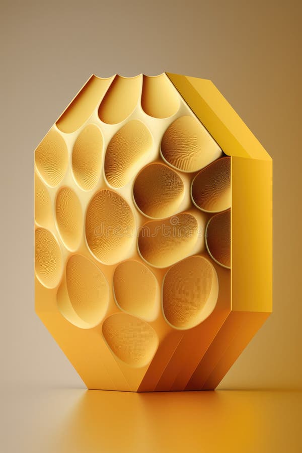 An Angular Yellow-tinted Hexagon with a Complex Design Podium, Empty ...