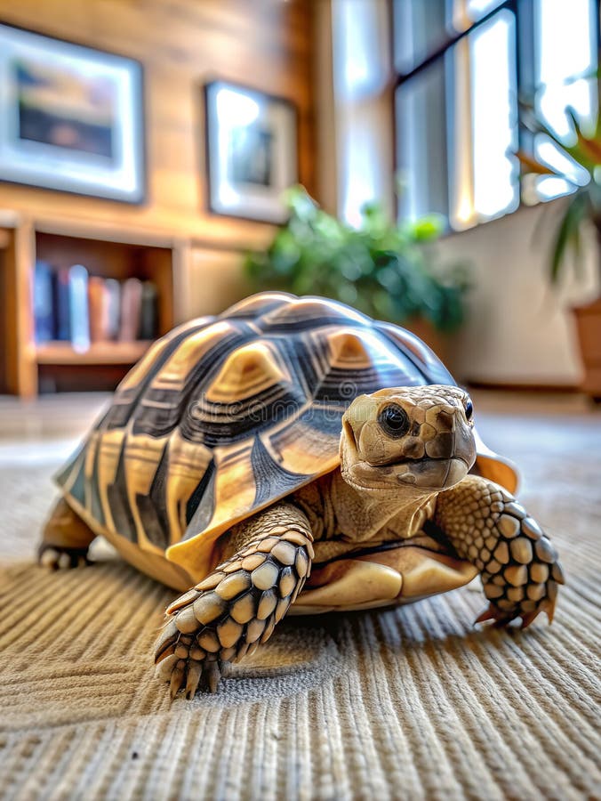 Angulate Tortoise Turtle Sits Room Stock Illustration - Illustration of ...