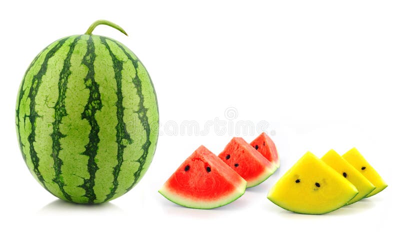 Anguria Gialla Rossa Su Fondo Bianco Fotografia Stock - Immagine di ...