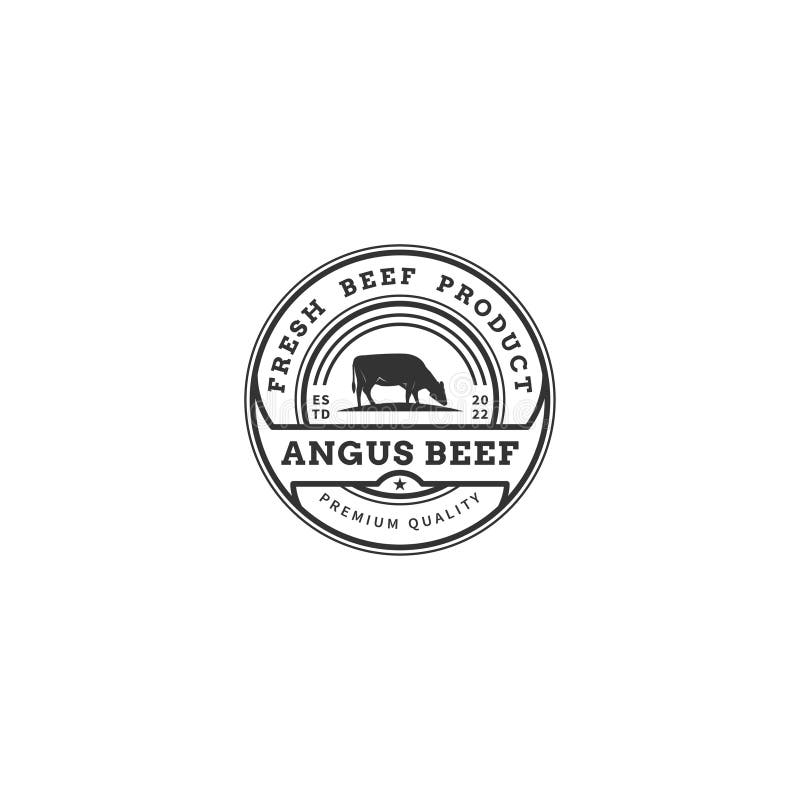 Angus Beef Meat Vintage Label Logo Design 4 Stock Illustration ...