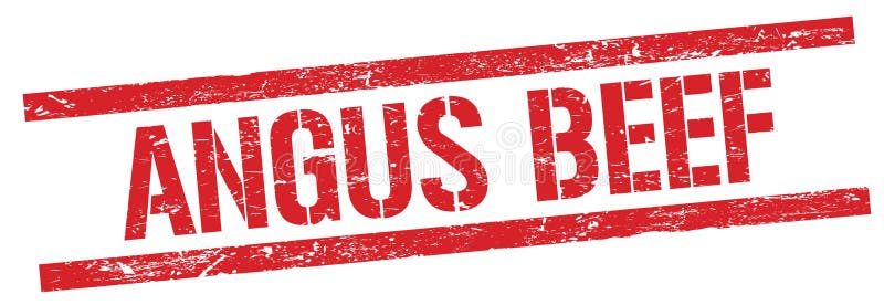 ANGUS BEEF Text on Red Grungy Rectangle Stamp Stock Illustration ...