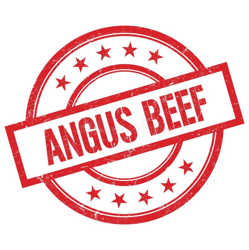 ANGUS BEEF Text Written on Red Vintage Round Stamp Stock Illustration ...