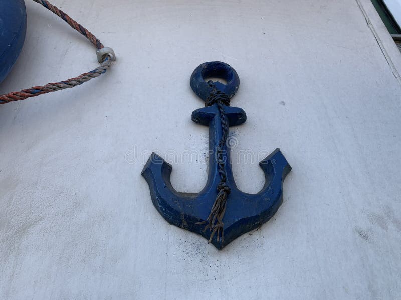 Anhor on a wall stock photo. Image of boat, cafe, blue - 216985010