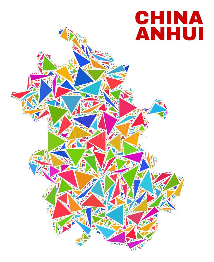Anhui Province Map - Mosaic of Color Triangles Stock Vector ...