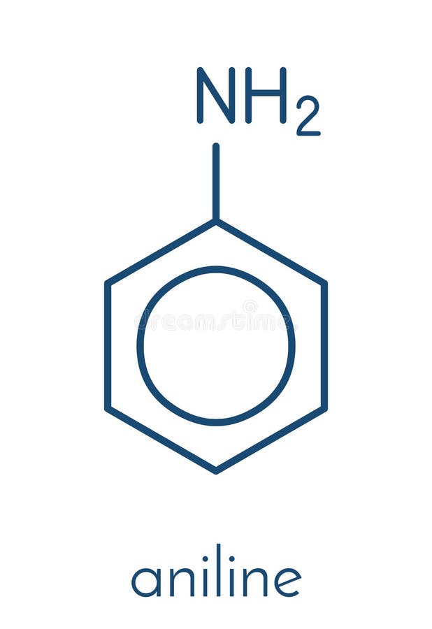 Aniline, Phenylamine, Aminobenzene, Benzenamine, C6H5NH2 Molecule Stock ...