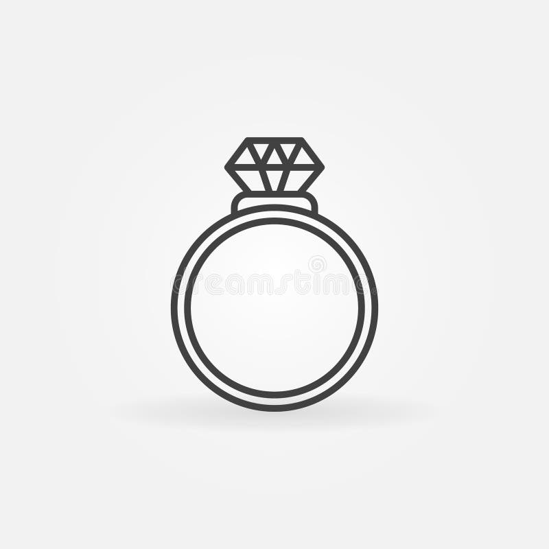 Anillo Con El Icono Del Esquema Del Diamante Muestra Del Anillo De ...