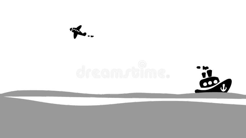 2d Statek Animowany Na Morzu Oceanicznym Zbiory - Video złożonej z ...