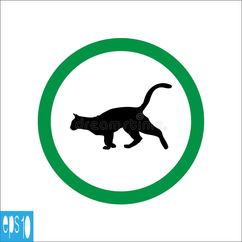 Green Round Animal Sign, Icon on White Background, Green Thin Line on ...