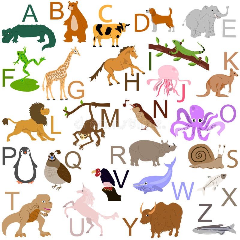 Animals from Animal Alphabet Stock Vector - Illustration of bear, fish ...