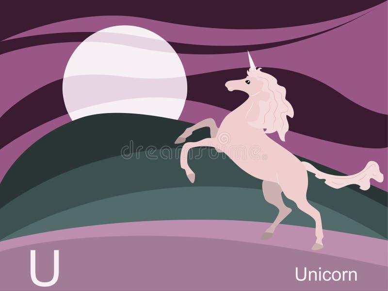 Animal Alphabet Flash Card, U for Unicorn Stock Vector - Illustration ...