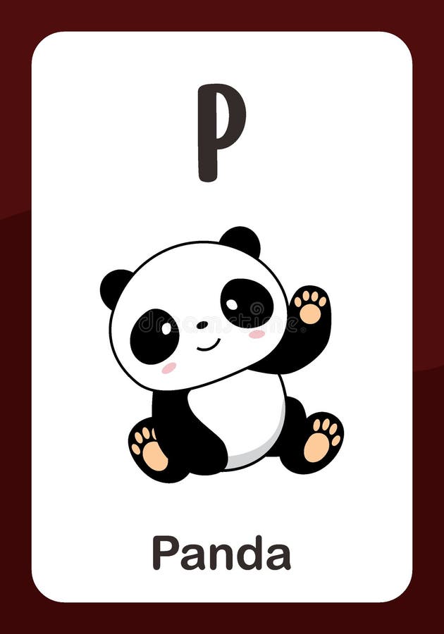 Animal Alphabet Flashcard - P for Panda Stock Vector - Illustration of ...