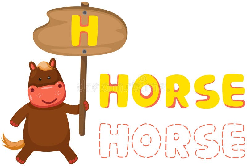Animal Alphabet H with Horse Stock Vector - Illustration of drawing ...