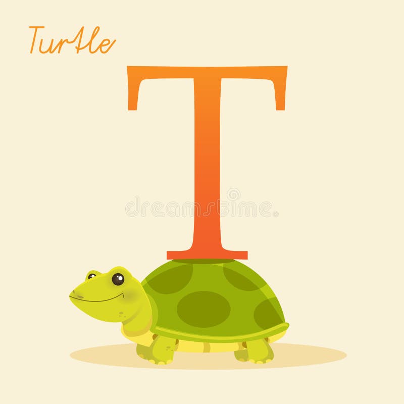 Letter T Turtle Zoo Alphabet. English Abc with Animals Education Cards ...