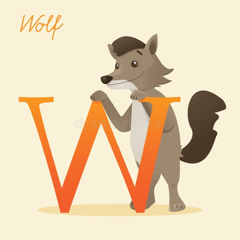 Animal alphabet with wolf stock vector. Illustration of language - 31395696