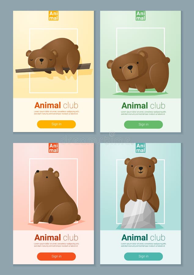 Animal Banner with Bears for Web Design Stock Vector - Illustration of ...