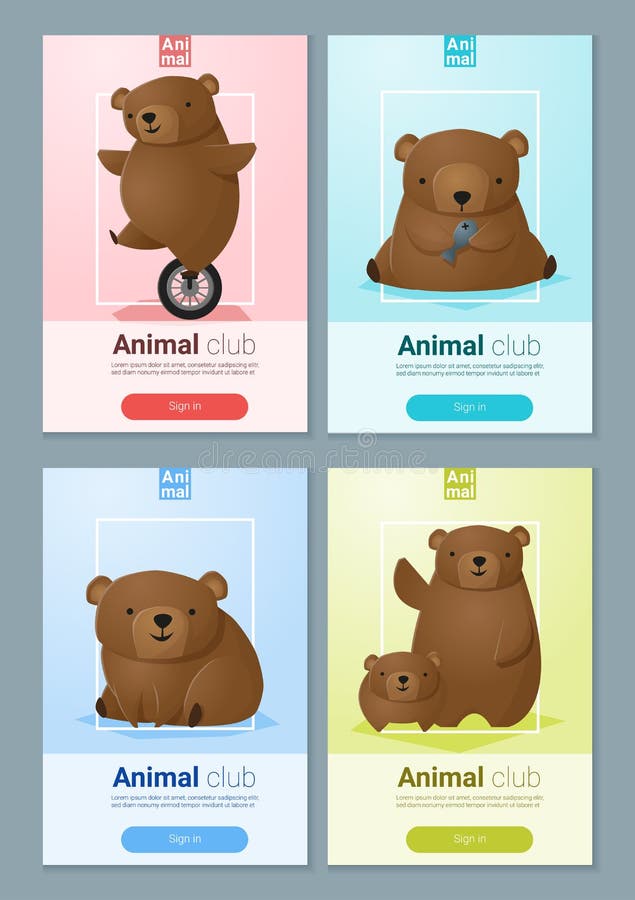 Animal Banner with Bears for Web Design Stock Vector - Illustration of ...