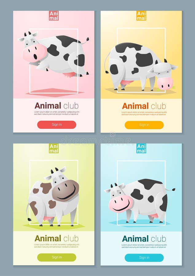 Animal Banner with Cows for Web Design Stock Vector - Illustration of ...