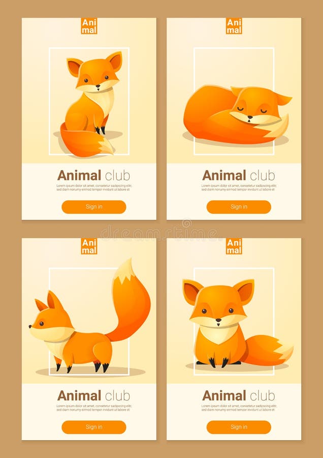 Animal Banner with Foxes for Web Design Stock Vector - Illustration of ...