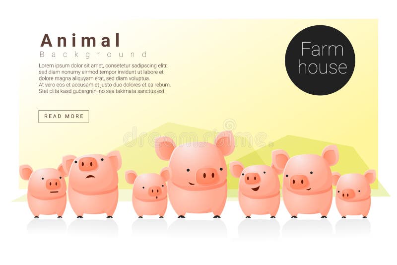 Animal Banner With Pigs For Web Design Stock Vector - Illustration of ...