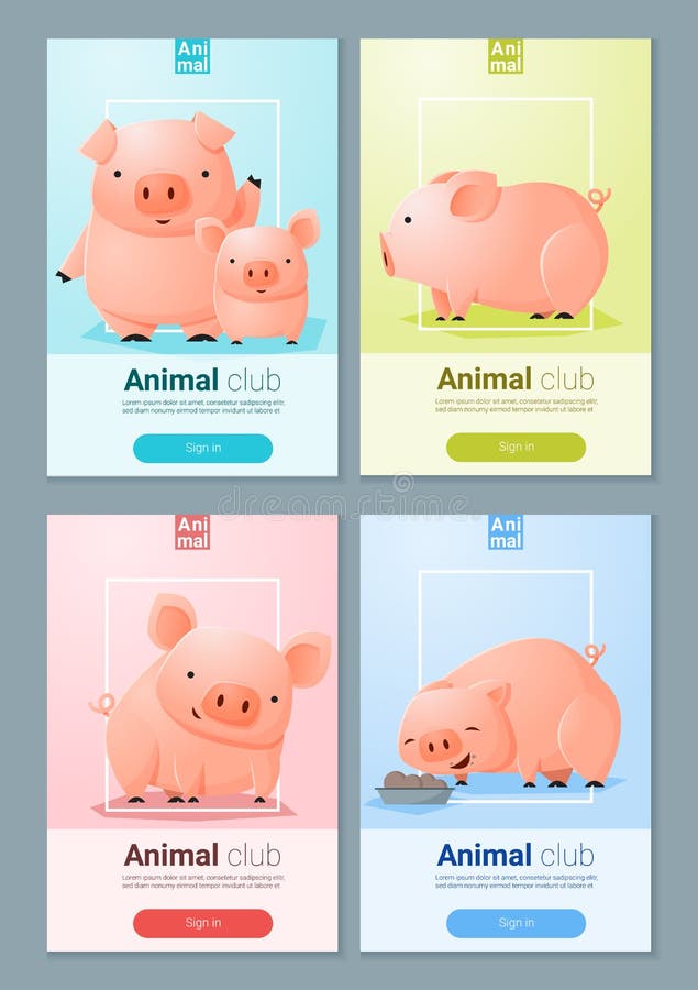 Animal Banner with Pigs for Web Design Stock Vector - Illustration of ...